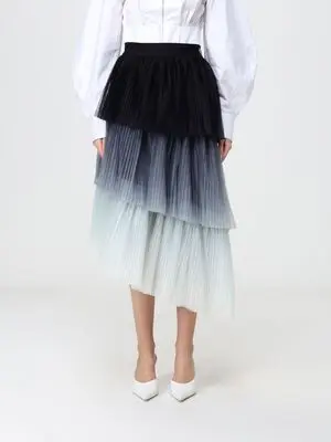 Karl Lagerfeld High-waisted Pleated Crêpe Midi Skirt With Abstract Print