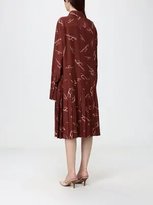 Paul Smith Silk Blend Mini Shirt Dress With Slogan Print And Pleated Skirt