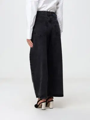 Paul Smith High-waisted 5-pocket Wide Leg Jeans In Cotton Denim