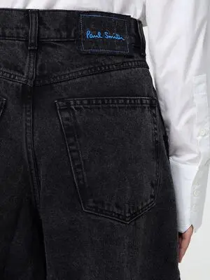 Paul Smith High-waisted 5-pocket Wide Leg Jeans In Cotton Denim