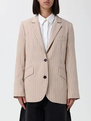 Paul Smith Pinstriped Viscose Single-breasted Blazer With Lapel Collar - Beige