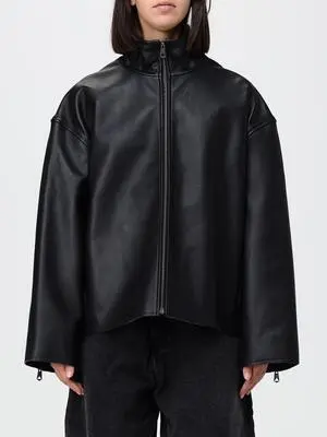 Paul Smith Cropped Lambskin Leather Jacket With Oversized Fit And High Neck - Black