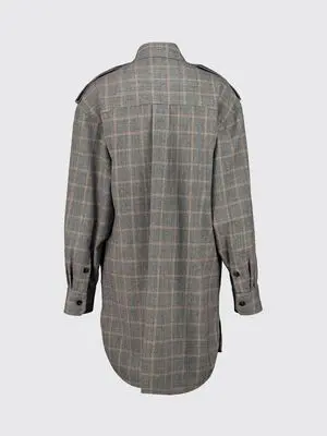 Stella McCartney Check Wool Mini Shirt Dress With Dropped Shoulders And Patch Pockets