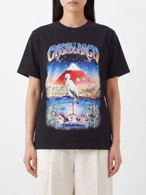 Casablanca Graphic Print Organic Cotton Crew Neck T-shirt