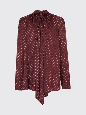 ROTATE BY BIRGER CHRISTENSEN Polka-dot Recycled Crêpe Blouse With High V-neck