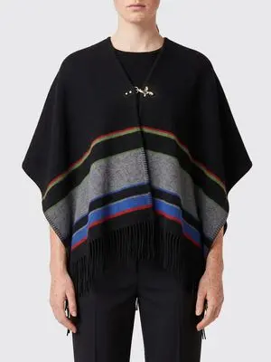 FAY Multi Striped Wool Cape With Toggle Closure