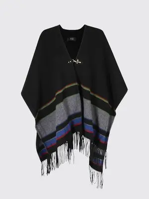 FAY Multi Striped Wool Cape With Toggle Closure