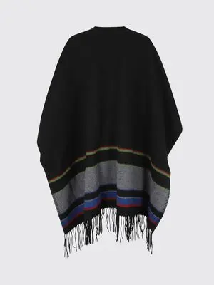 FAY Multi Striped Wool Cape With Toggle Closure
