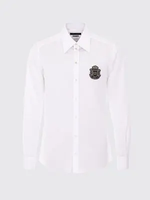 Dolce & Gabbana Cotton Shirt With French Collar And Embroidered Logo