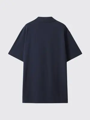 Maison Kitsuné Short-sleeve Cotton Polo Shirt With Contrast Logo - Navy