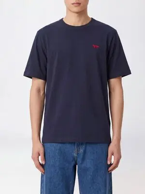 Maison Kitsuné Crewneck Cotton T-shirt With Contrast Chest Logo