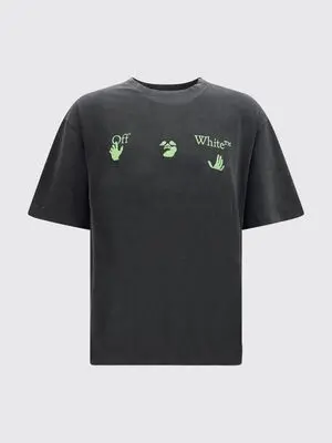 Off-White Cotton T-shirt With Back Arrow Logo Print