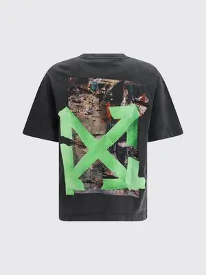 Off-White Cotton T-shirt With Back Arrow Logo Print