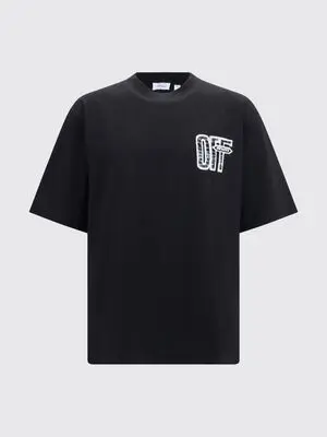Off-White Cotton Crewneck T-shirt With Contrast Arrow Logo Print - Black