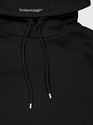 Balenciaga Sleeveless Relaxed Fit Cotton Hoodie With Embroidered Logo