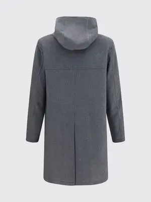 LARDINI Single-breasted Wool Coat With Hood And Concealed Fastening