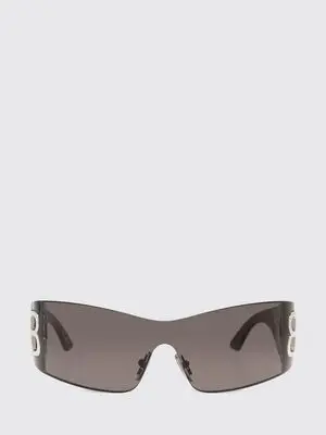 Balenciaga Rectangular Shield Sunglasses In Acetate With Metal Logo - Black