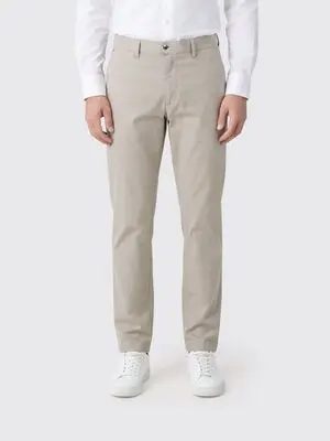 SLOWEAR Slim Fit Stretch Cotton Chino Trousers With Slash Pockets - Beige