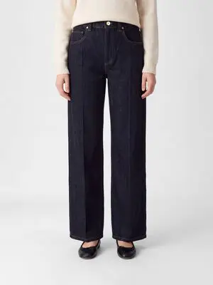 Brunello Cucinelli Mid-rise Wide Leg Jeans In Cotton Denim