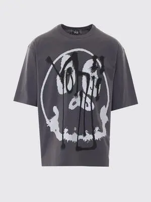 Y3 Cotton T-shirt With Graffiti Logo Print And Dropped Shoulders