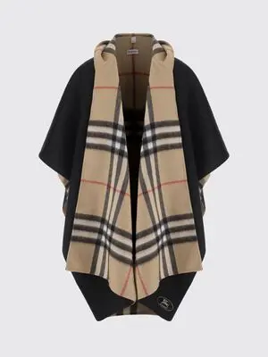Burberry Hooded 100% Cashmere Cape With Check Pattern