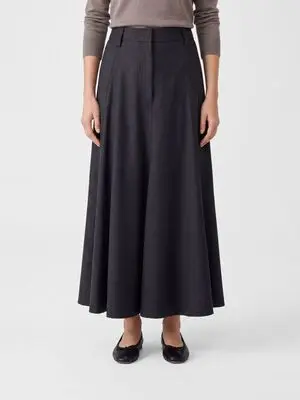 Brunello Cucinelli Virgin Wool A-line Midi Skirt - Grey