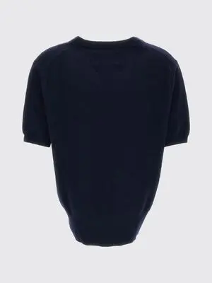 Extreme Cashmere V-neck Cashmere-blend Short-sleeved Sweater - Blue