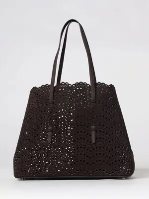 Alaïa Mina Shoulder Bag In Perforated Nubuck With Inner Pouch