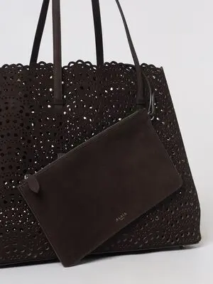 Alaïa Mina Shoulder Bag In Perforated Nubuck With Inner Pouch