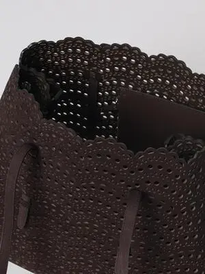 Alaïa Mina Shoulder Bag In Perforated Nubuck With Inner Pouch