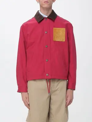 Loewe Workwear Cotton Jacket With Velvet Contrast Collar - Red