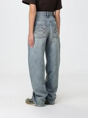 Loewe High-waisted Wide-leg Jeans In Cotton Denim With Monogram