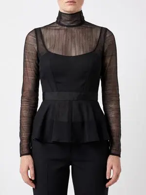 Elisabetta Franchi High-neck Long-sleeved Tulle Evening Top