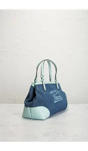 FWRD RENEW Gucci Denim Craft Tote Bag