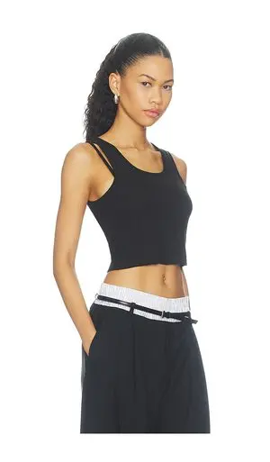 WAO Cropped Rib Tank In . Also - Black