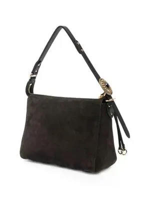 Etro Logo-plaque Suede Shoulder Bag - Brown