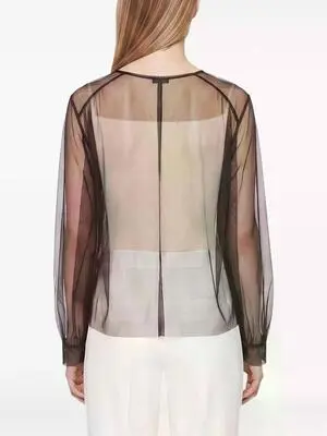 FORTE_FORTE Sheer Tie-neck Shirt
