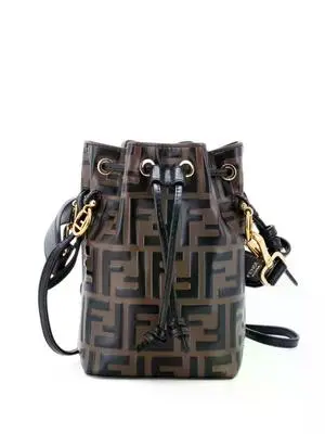 Fendi Mon Tresor Zucca Embossed Leather Mini Bucket Bag