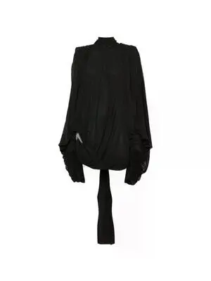 Amen Beaded Draped Mini Dress - Black