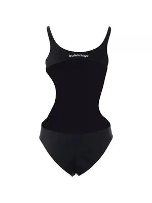 Balenciaga Logo-print Cut-out Swimsuit - Black