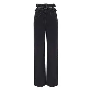 IN.K II Belted High-waisted Wide-leg Jeans