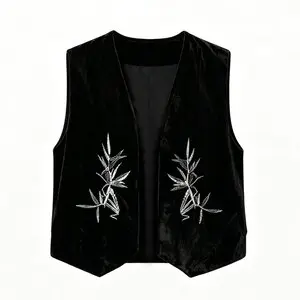 SILKINC Silk Velvet Embroidered Vest