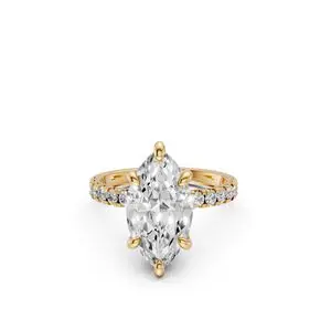 AYA FINE JEWELRY 4 Carat Cecile Marquise Cut Lab Grown Diamond Pave Engaget Ring In Gold - Yellow