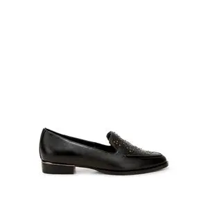 RAG & CO Gabassi Studded Genuine Leather Loafers In By - Black