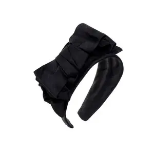 SIBI HATS Catch Me Silk Bow Headband - Black