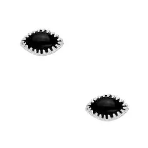 HEATHER HAWKINS Eyelash Stud Earrings Onyx Sterling Silver - Black