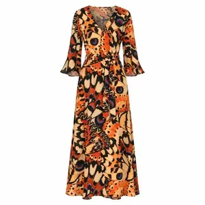 TRAFFIC PEOPLE Metamorphosis Butterfly Wing Print Deme Maxi Dress