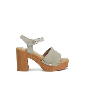 RAG & CO Daniela Genuine Suede Leather High Block Sandals In Beige By - Grey