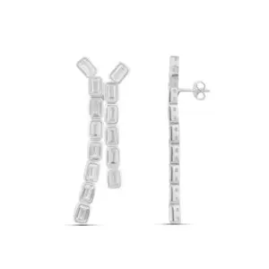SHYMI Bezel Set Emerald Statet Earrings - Silver