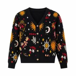 YUMI Cosmic Intarsia Cardigan